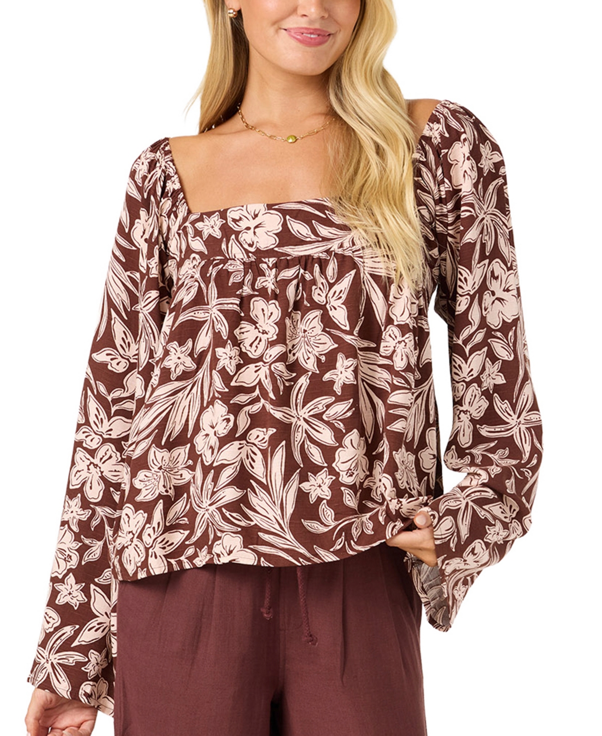 Click here for ONeill Womens Hayzel Flutter-Sleeve Square Neck To... prices