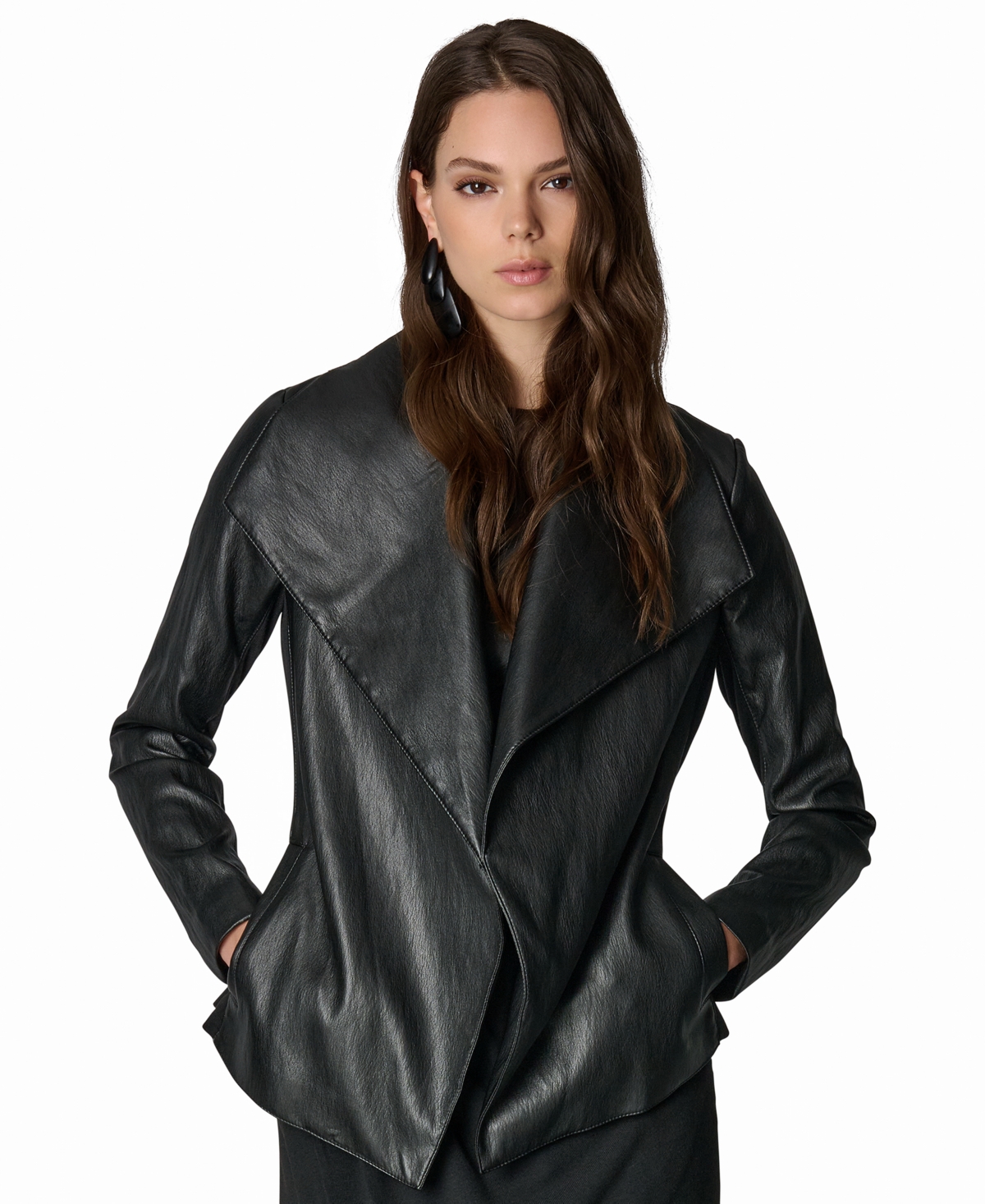 Click here for Donna Karan New York Womens Mixed-Media Belted Wra... prices