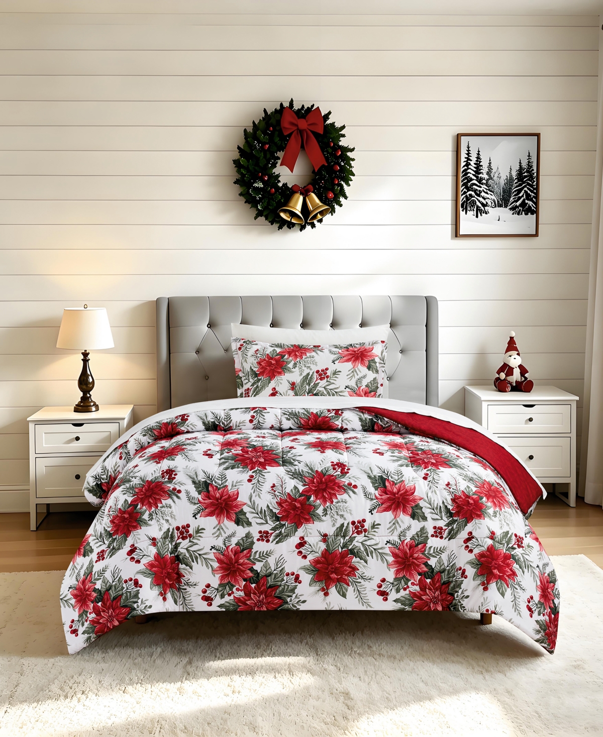 Click here for Macys Pointsettia Soft Hand Feel 3-Piece Comforter... prices