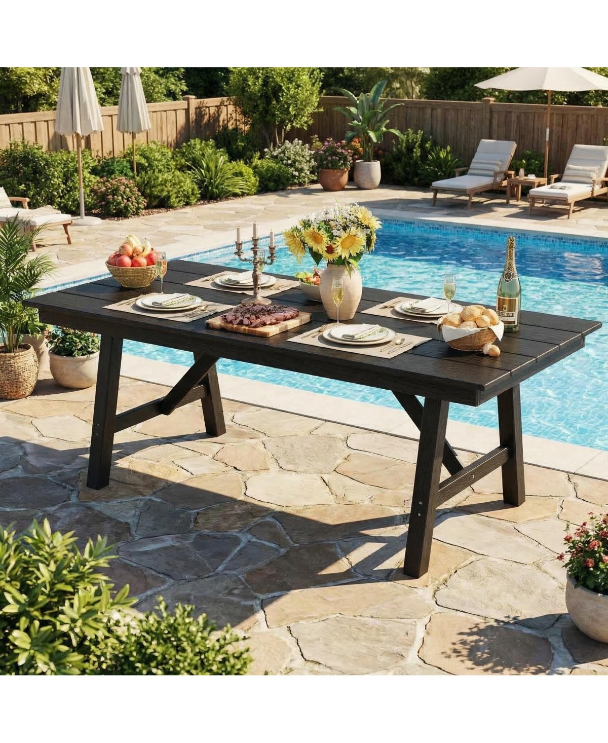 Click here for homfan 66.9 Outdoor Dining Table for 4-6  Hdpe Pat... prices