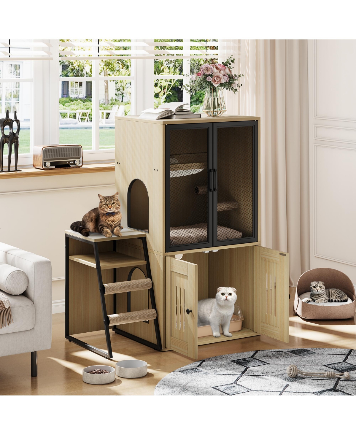 Click here for homfan Double Cat Litter Box Enclosure with Hammoc... prices