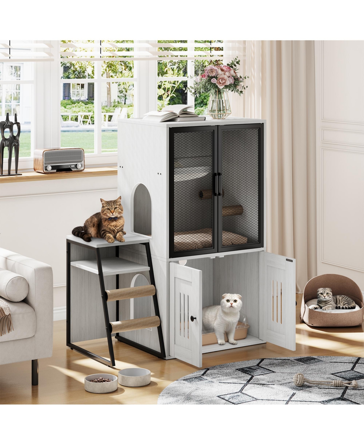 Click here for homfan Double Cat Litter Box Enclosure with Hammoc... prices