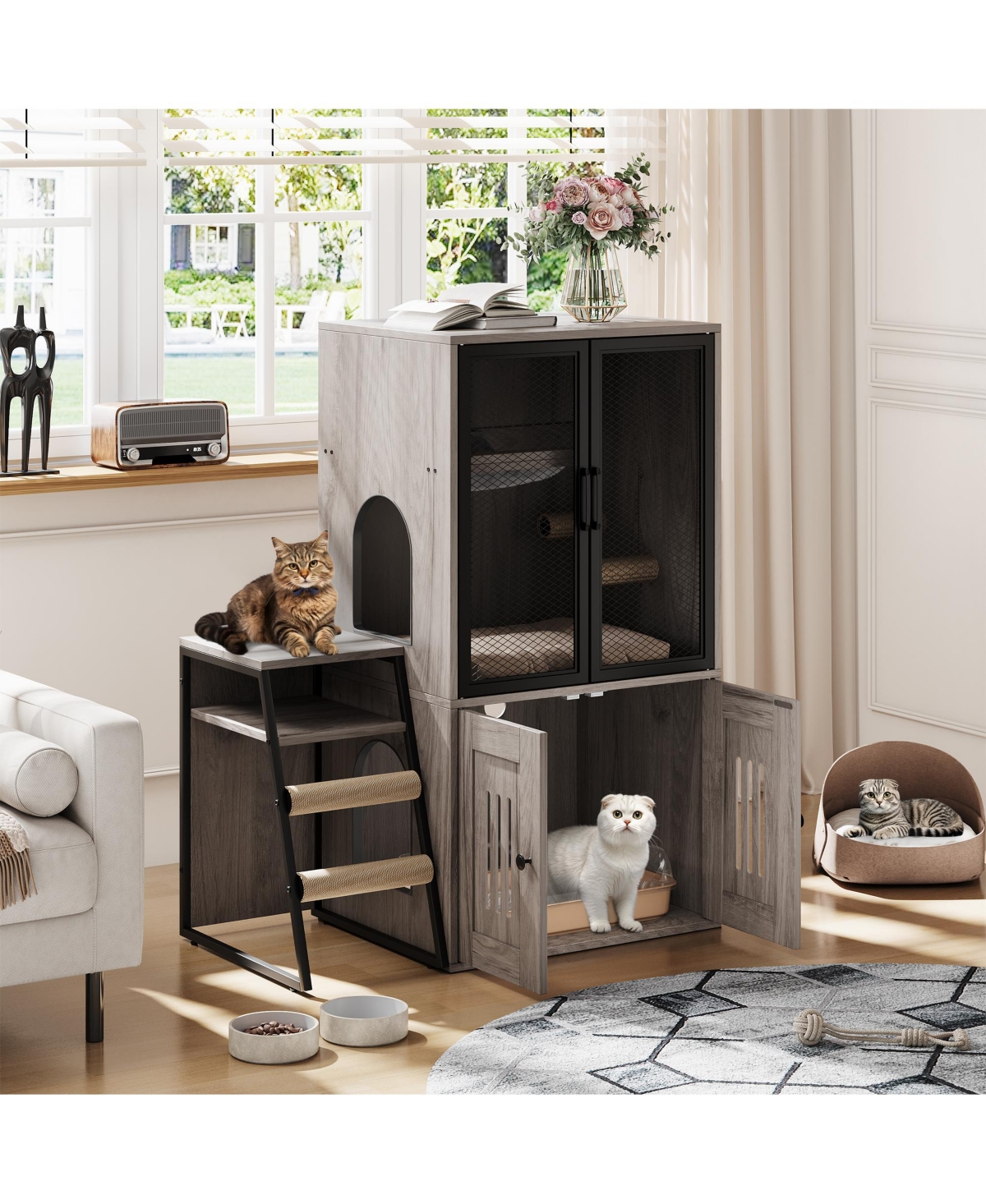 Click here for homfan Double Cat Litter Box Enclosure with Hammoc... prices