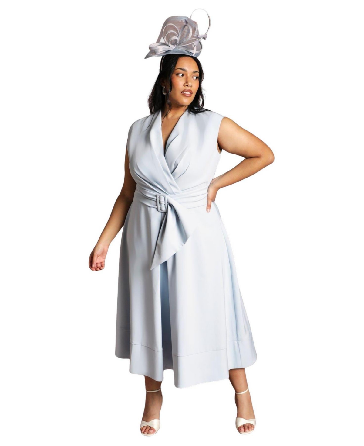 Click here for Coast Plus Size Womens V-Neck Belted Midi Dress -... prices