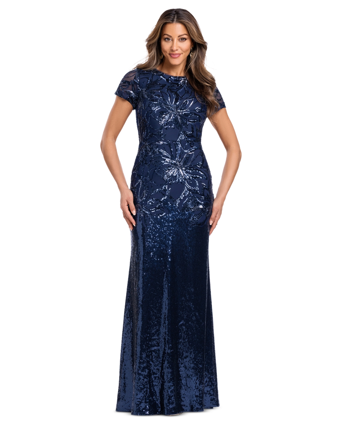 Click here for Xscape Womens Sequin Cap Sleeve Gown - Navy prices
