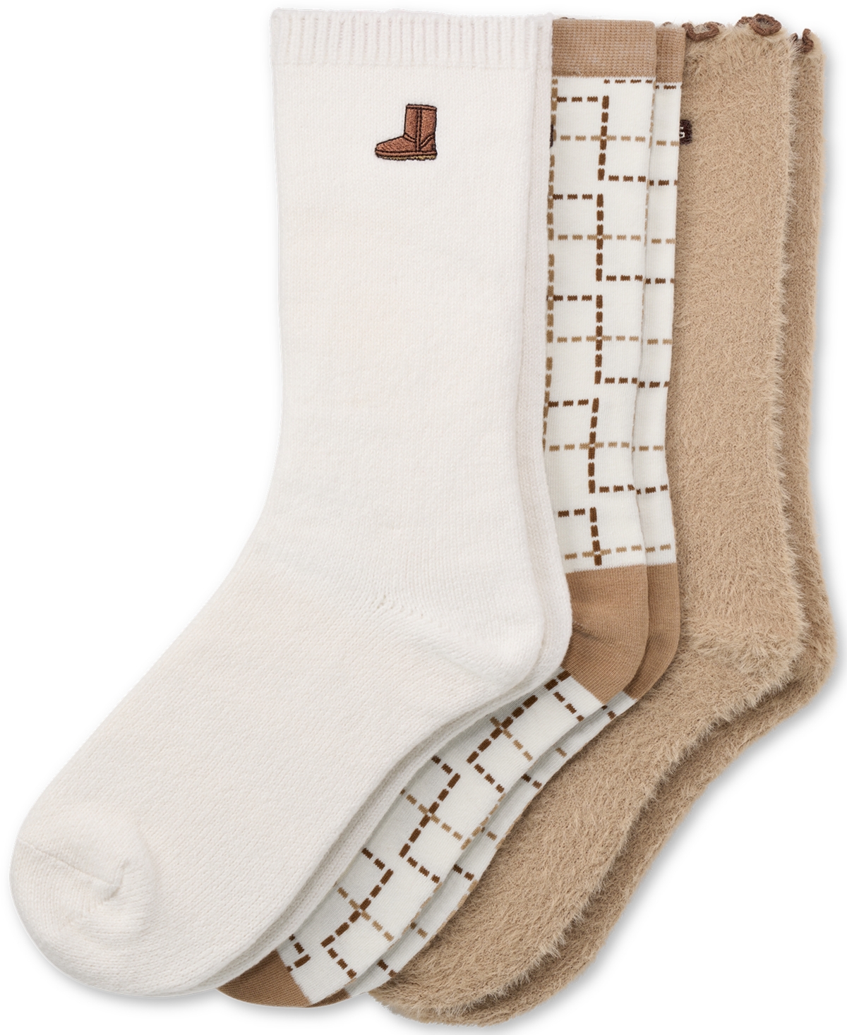 Click here for Ugg Classic Crew Embroidered  Plaid & Fuzzy Ruffle... prices