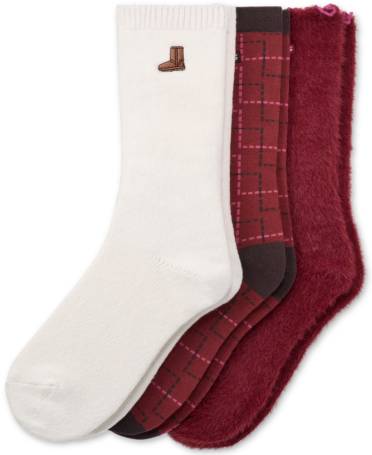 Click here for Ugg Classic Crew Embroidered  Plaid & Fuzzy Ruffle... prices