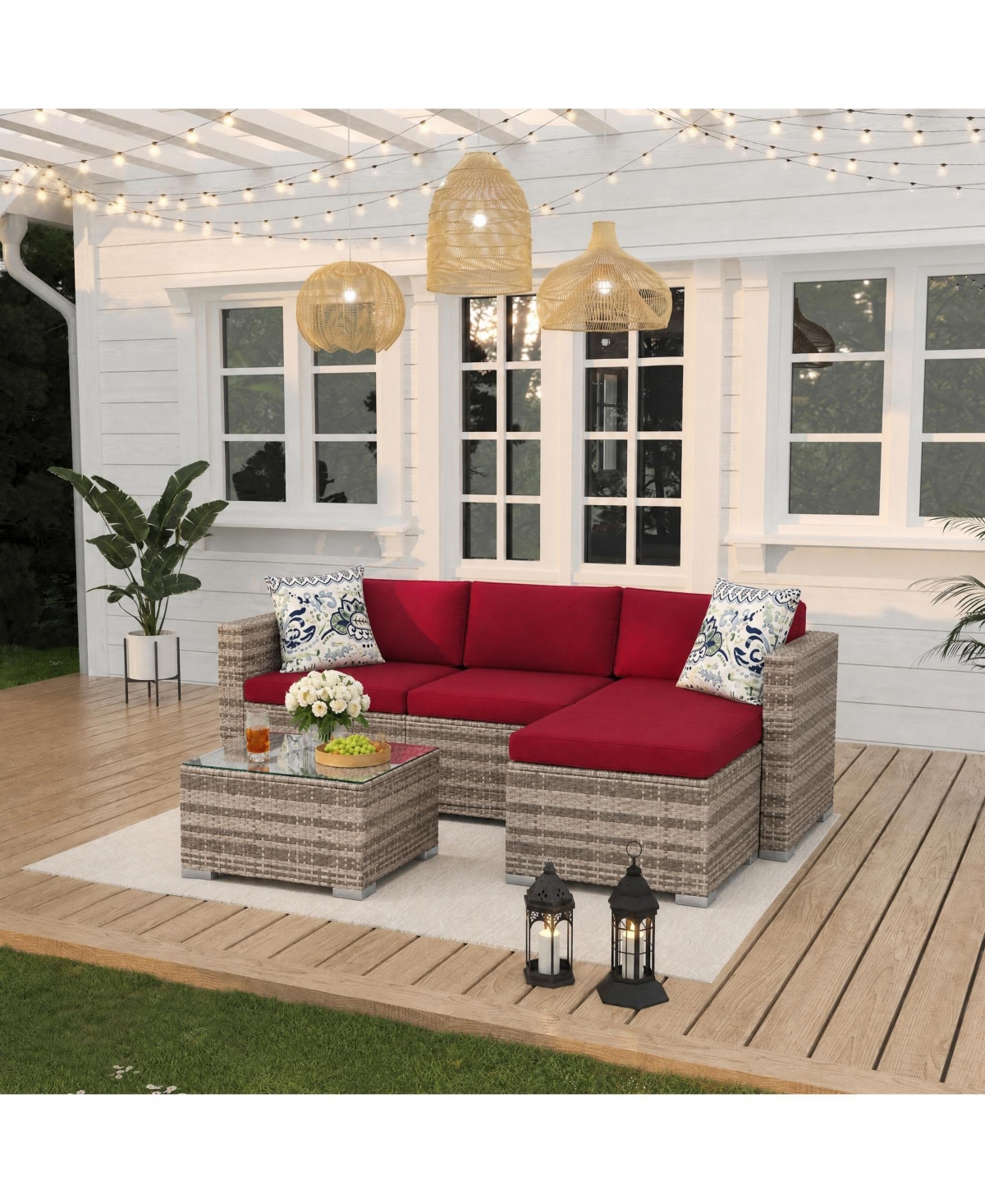 Click here for gaomon Adult 5 Piece Patio Furniture Set- Pe Ratta... prices