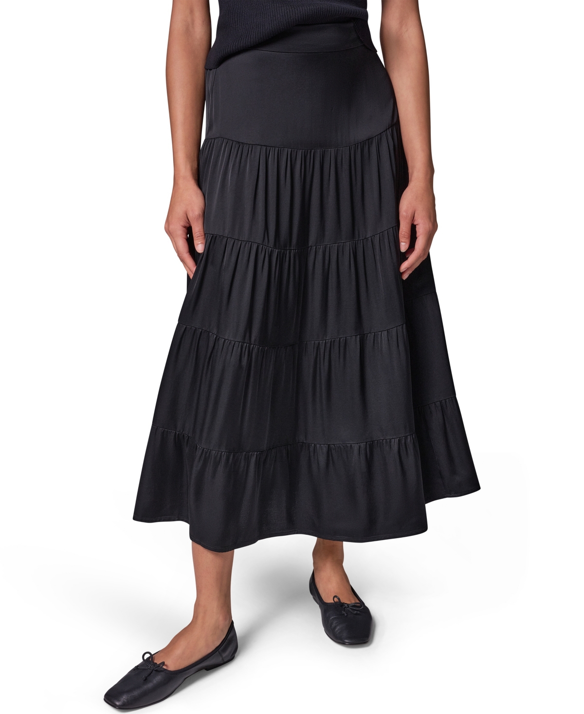 Click here for Donna Karan Weekend Womens Satin Midi Tiered Skirt... prices
