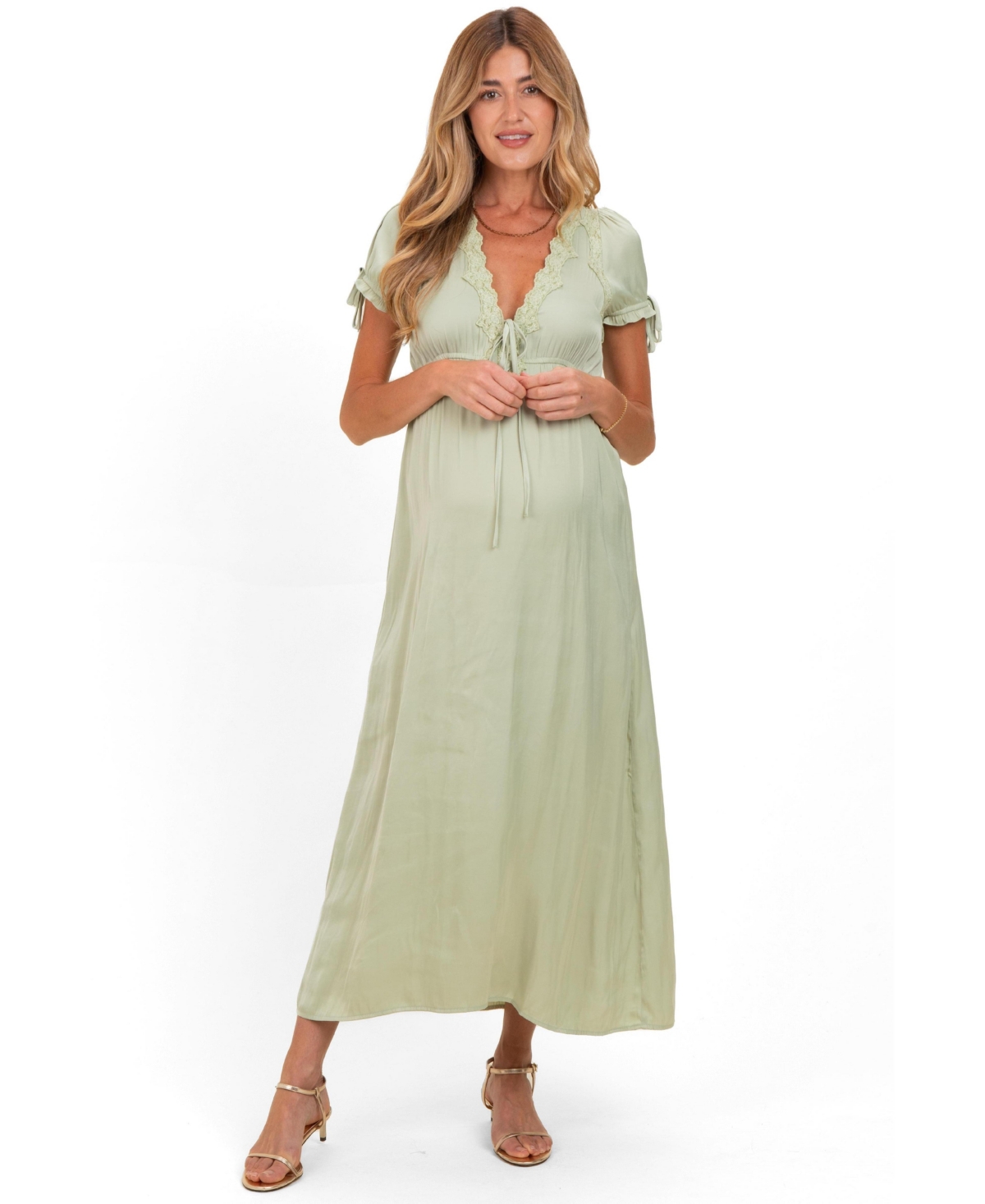 Click here for Pinkblush Womens Sage Satin Lace Detail Maxi Dress... prices
