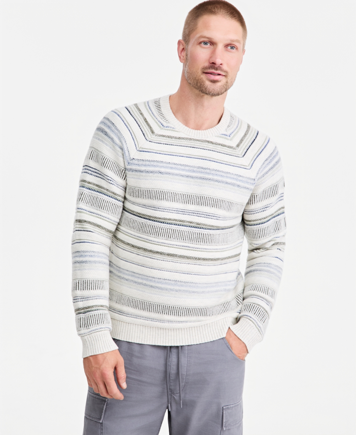 Click here for Sun + Stone Mens Raglan-Seam Crewneck Sweater  Mac... prices