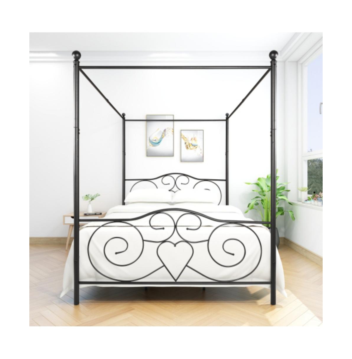 Click here for Lucky One Queen Size Metal Canopy Bed Frame with V... prices