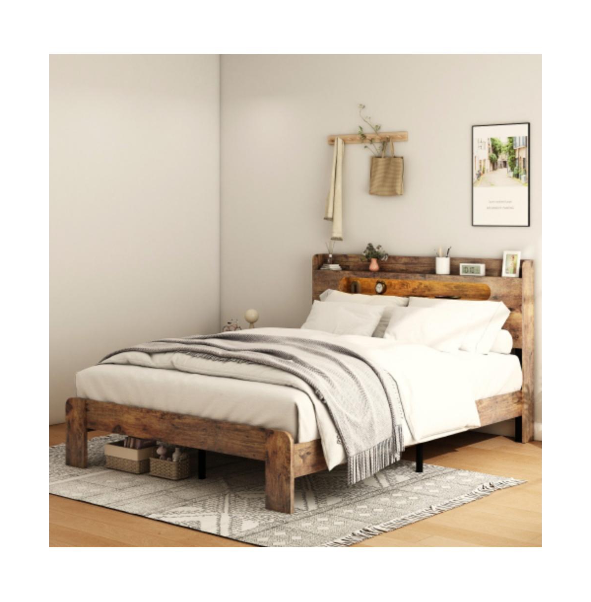 Click here for Lucky One Queen Size Wood Platform Bed Frame with... prices