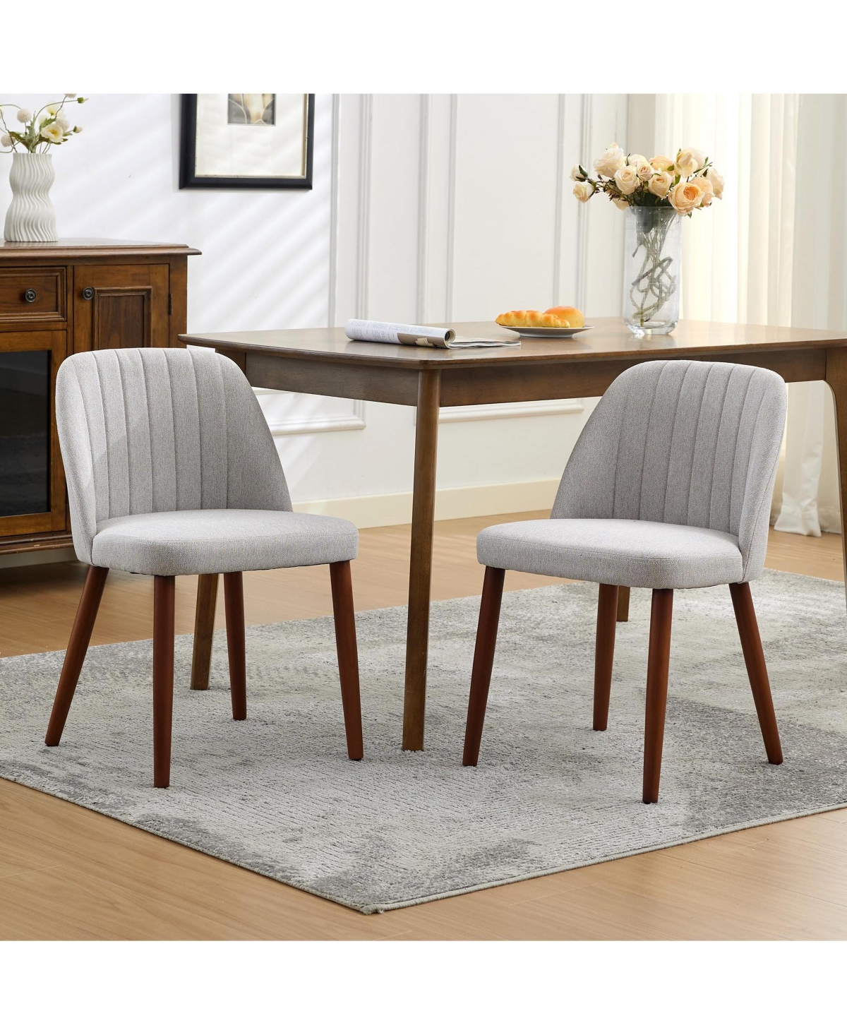 Click here for homfan Modern Upholstered Dining Chair Set of 2 -... prices