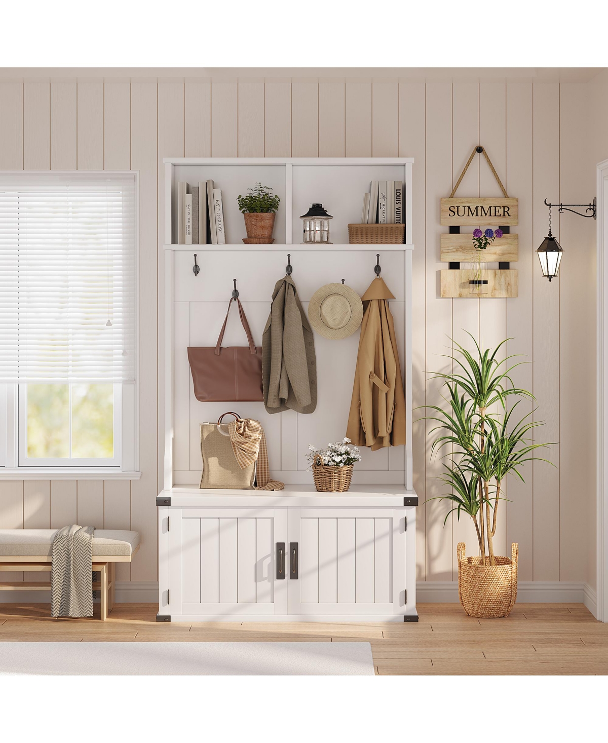 Click here for homfan 3-in-1 Hall Tree with Bench and Shoe Storag... prices