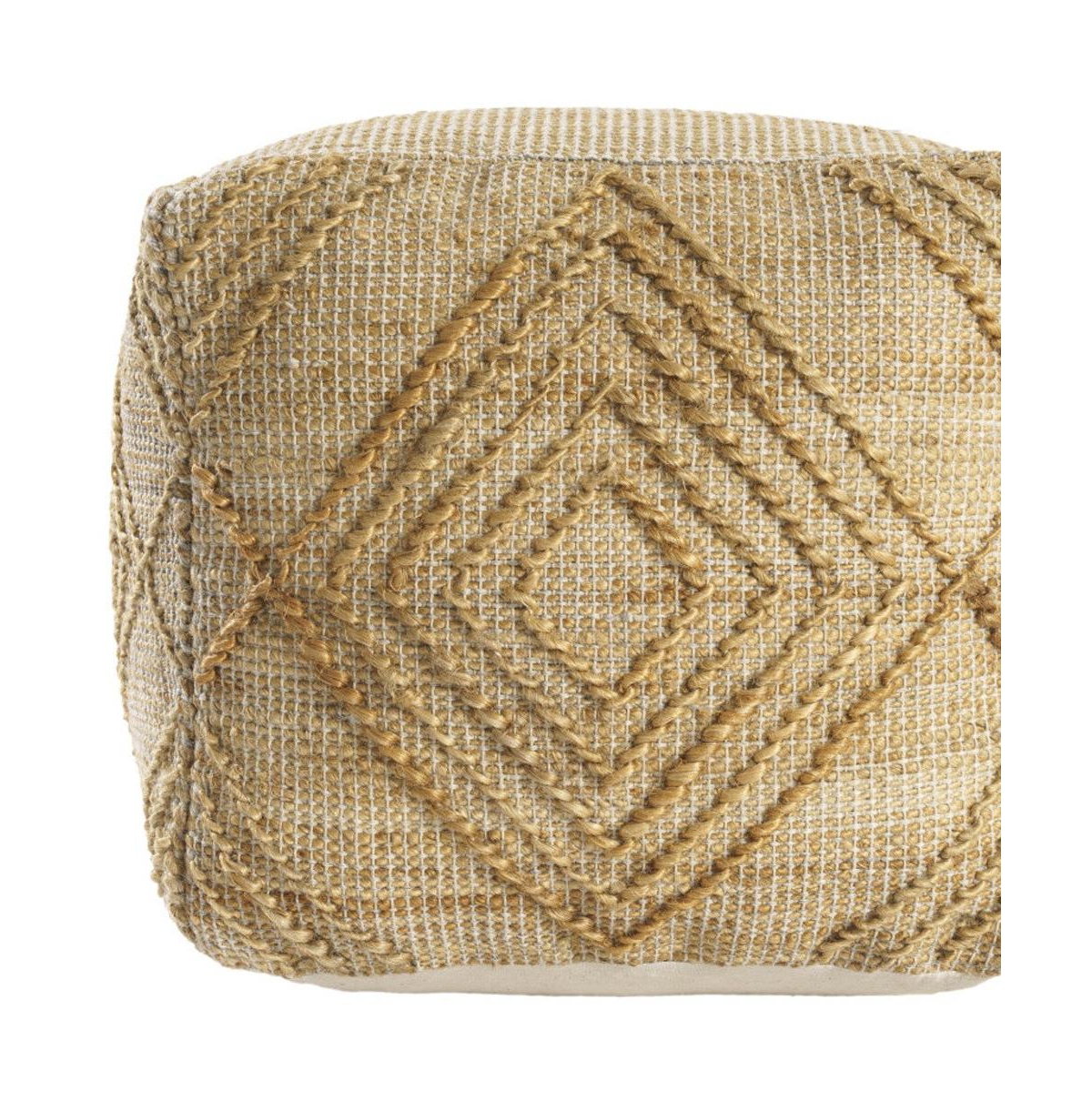 Click here for HomeRoots 18 Jute Blend Geometric Cube Pouf Ottoma... prices