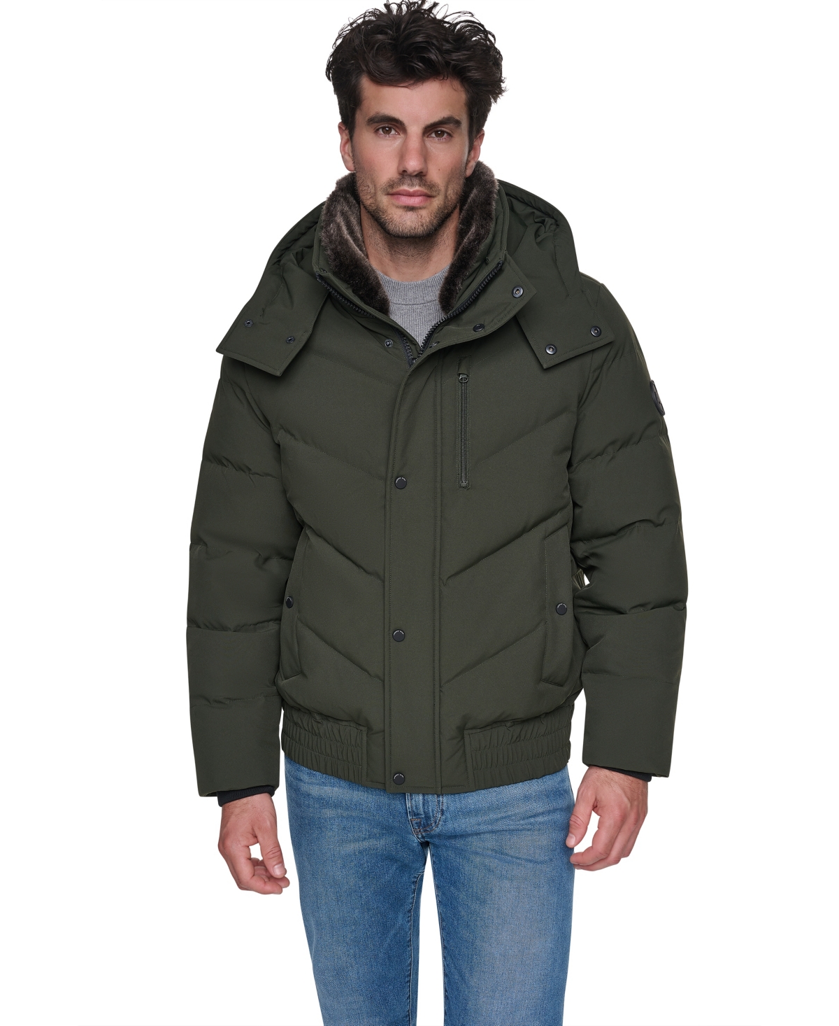 Click here for Marc New York Mens Hooded Bomber Jacket - Loden prices