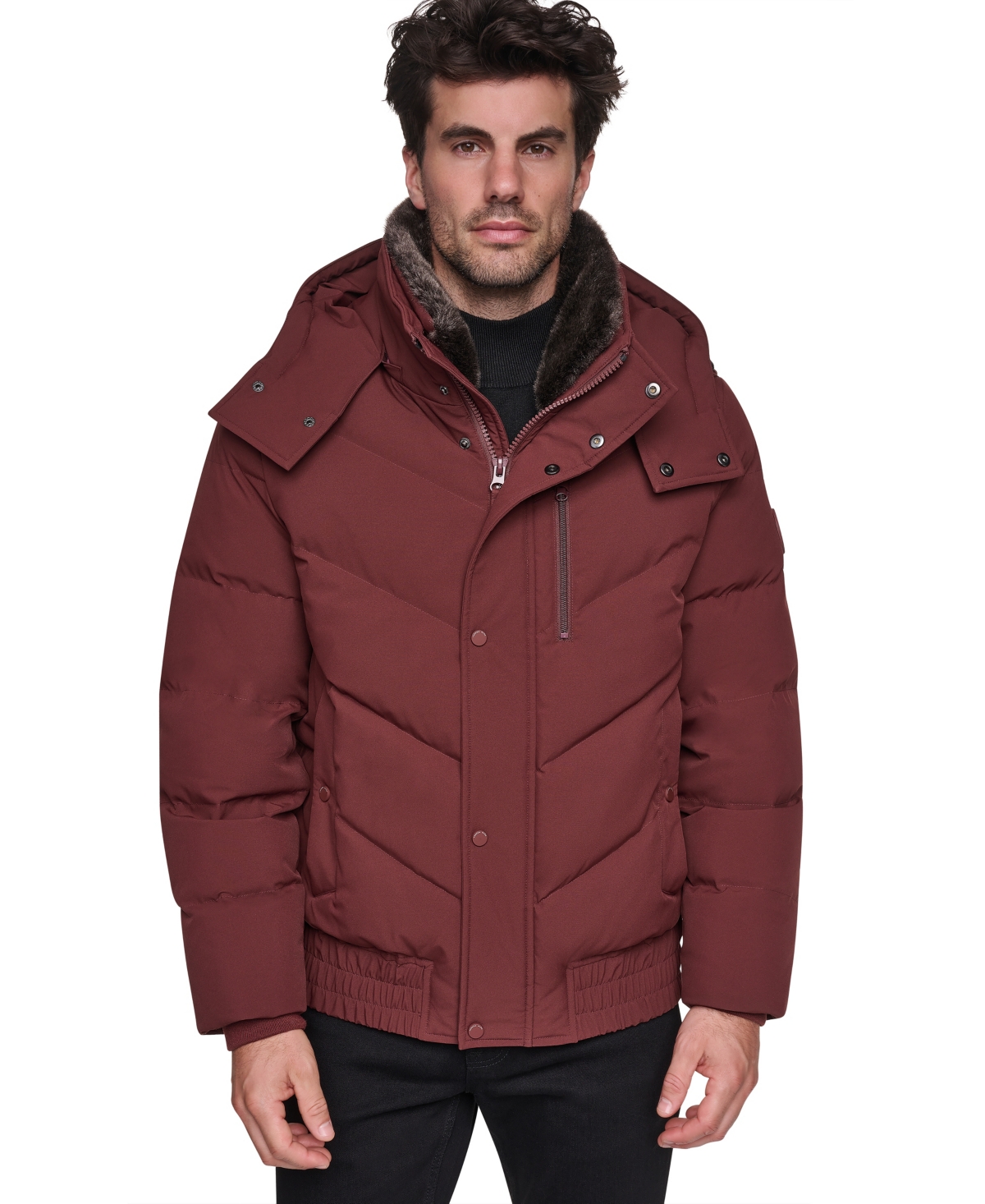 Click here for Marc New York Mens Hooded Bomber Jacket - Mulberry prices