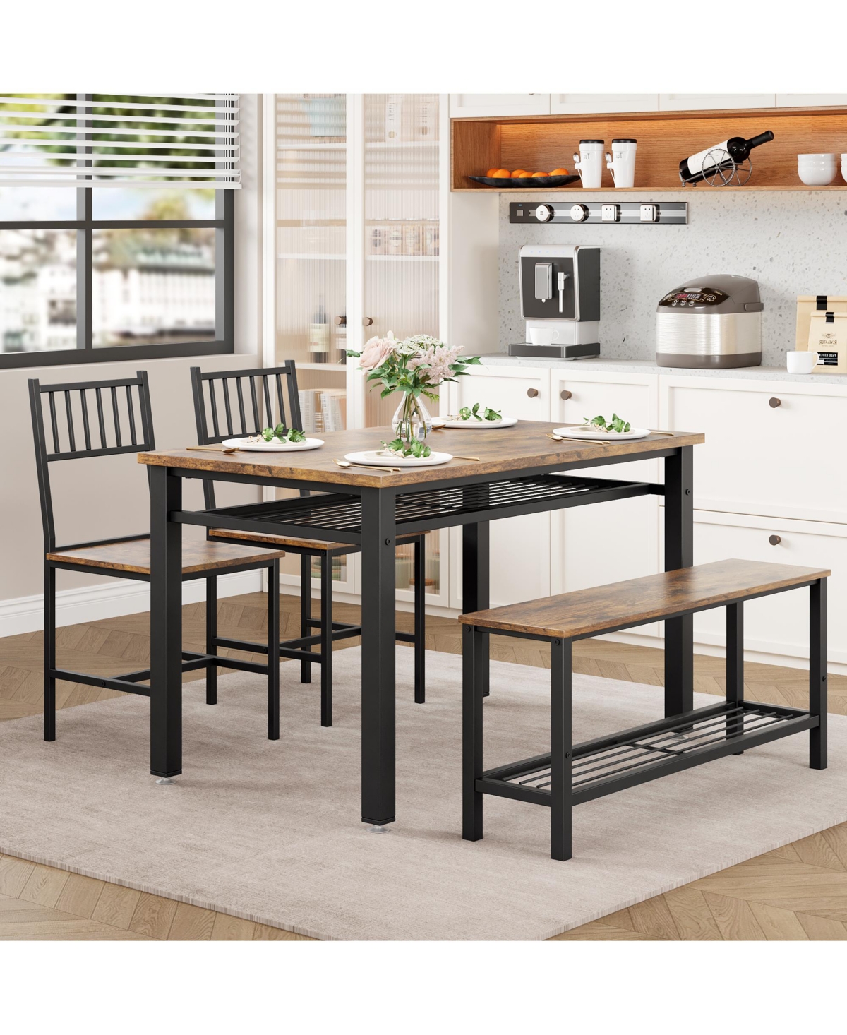 Click here for homfan Farmhouse Kitchen Table Chairs Set for 4  4... prices