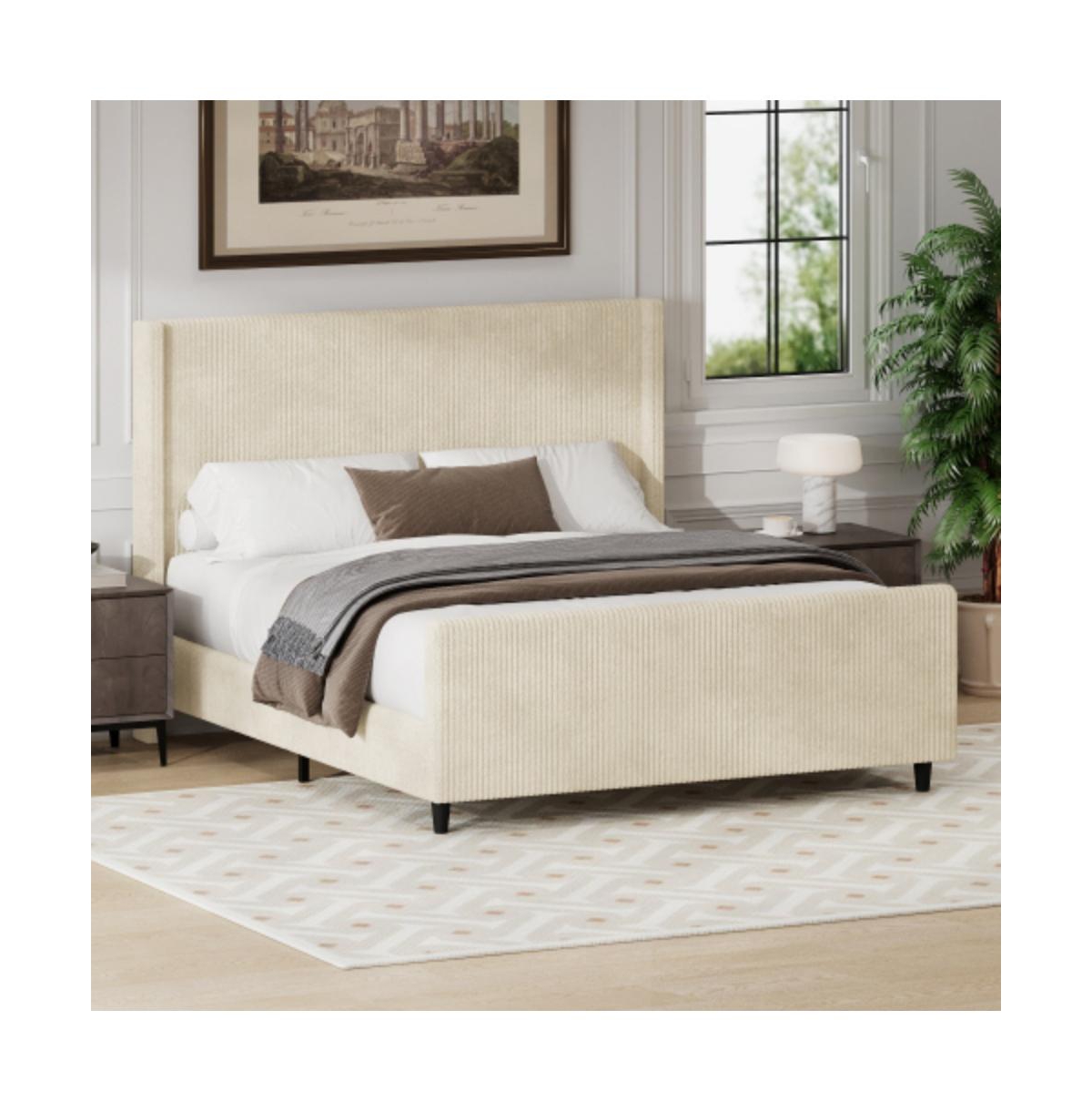 Click here for Lucky One Queen Size Corduroy Upholstered Platform... prices