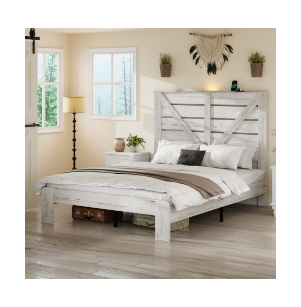 Click here for Lucky One Full Size Wood Platform Bed Frame with H... prices