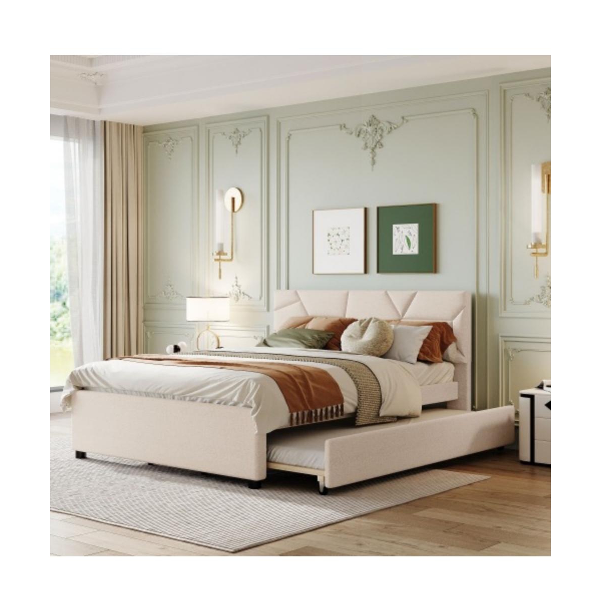 Click here for Lucky One Queen Size Upholstered Platform Bed with... prices