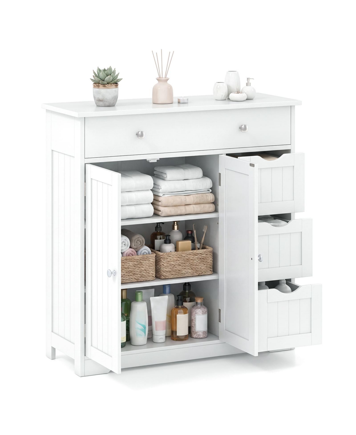 Click here for Gymax Bathroom Floor Cabinet Storage Cabinet with... prices