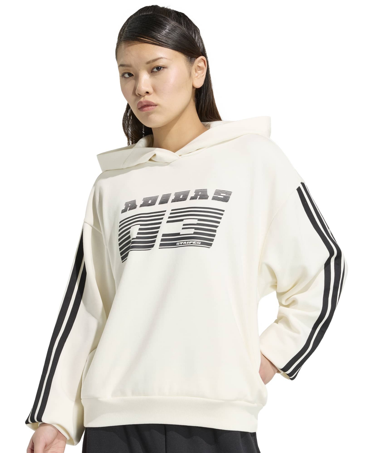 Click here for adidas Womens Seasonal Essentials Racing Hooded Sw... prices