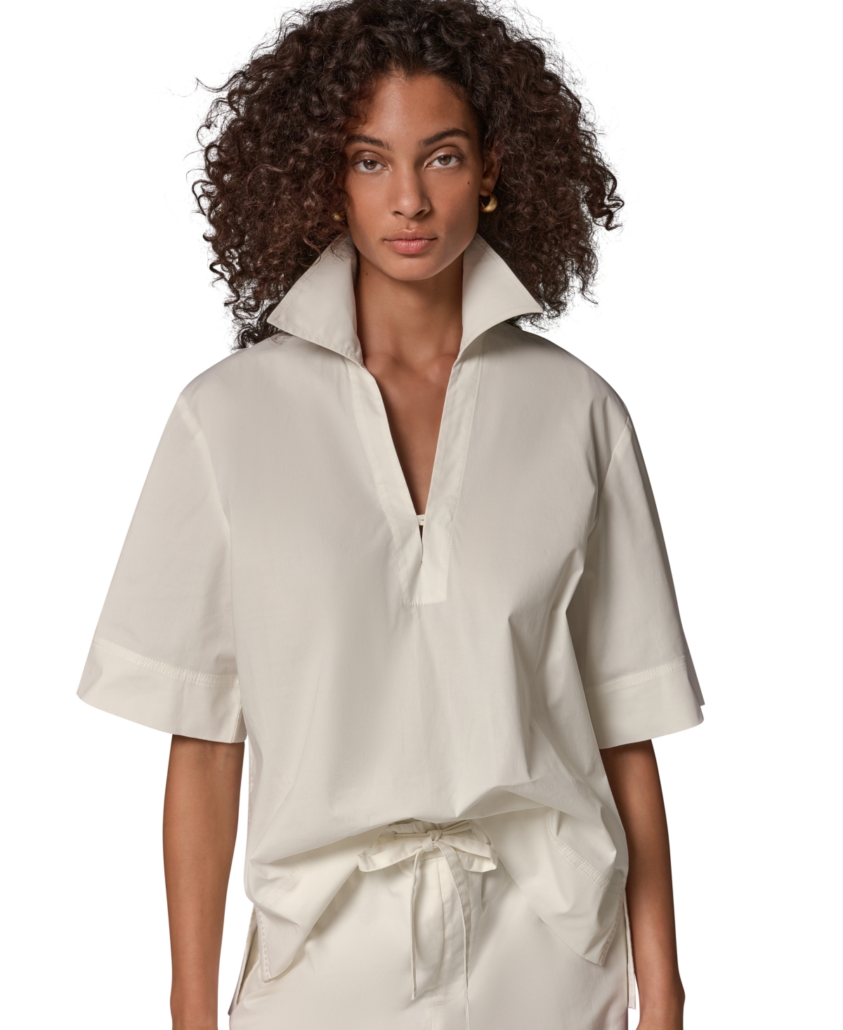 Click here for Donna Karan Weekend Womens Poplin V-Neck Collared... prices