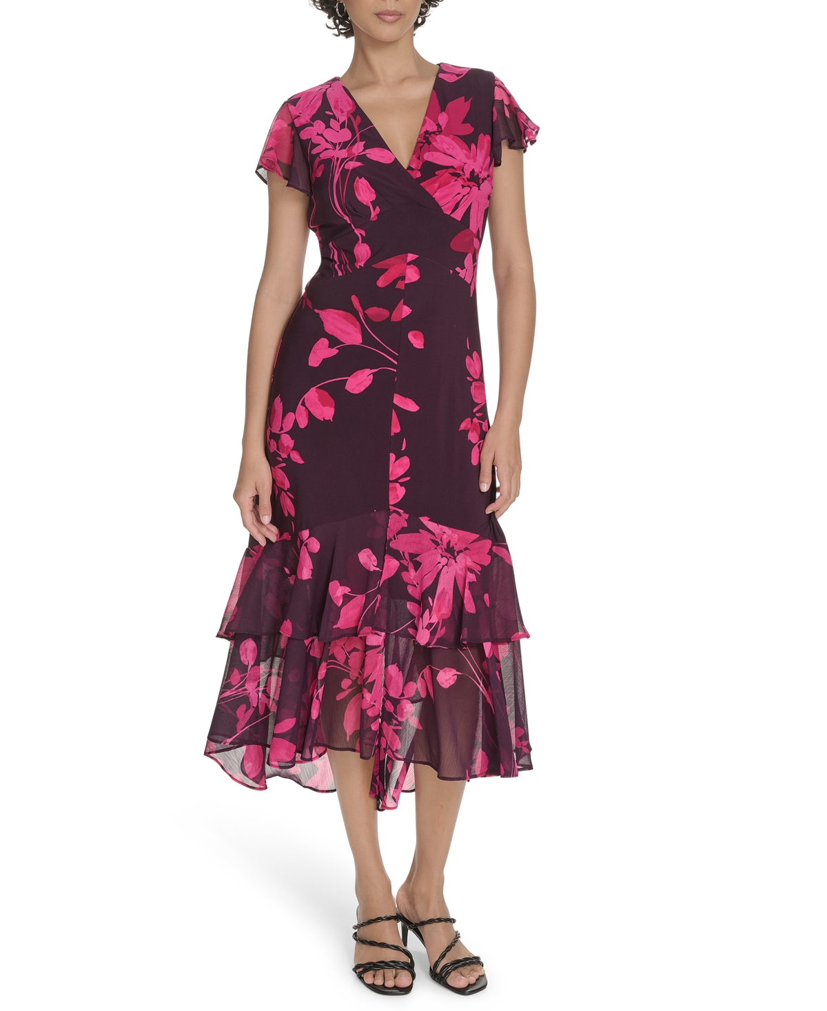 Click here for Tommy Hilfiger Womens Flutter Sleeve Chiffon Dress... prices