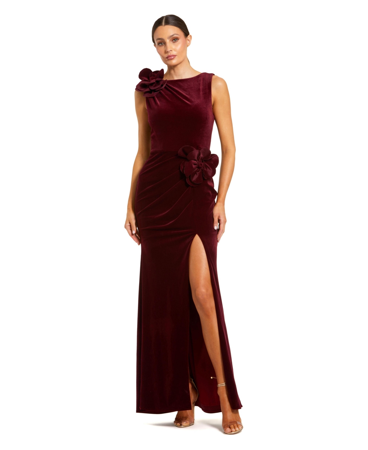 Click here for Mac Duggal Womens High Neck Velvet Column Gown wit... prices
