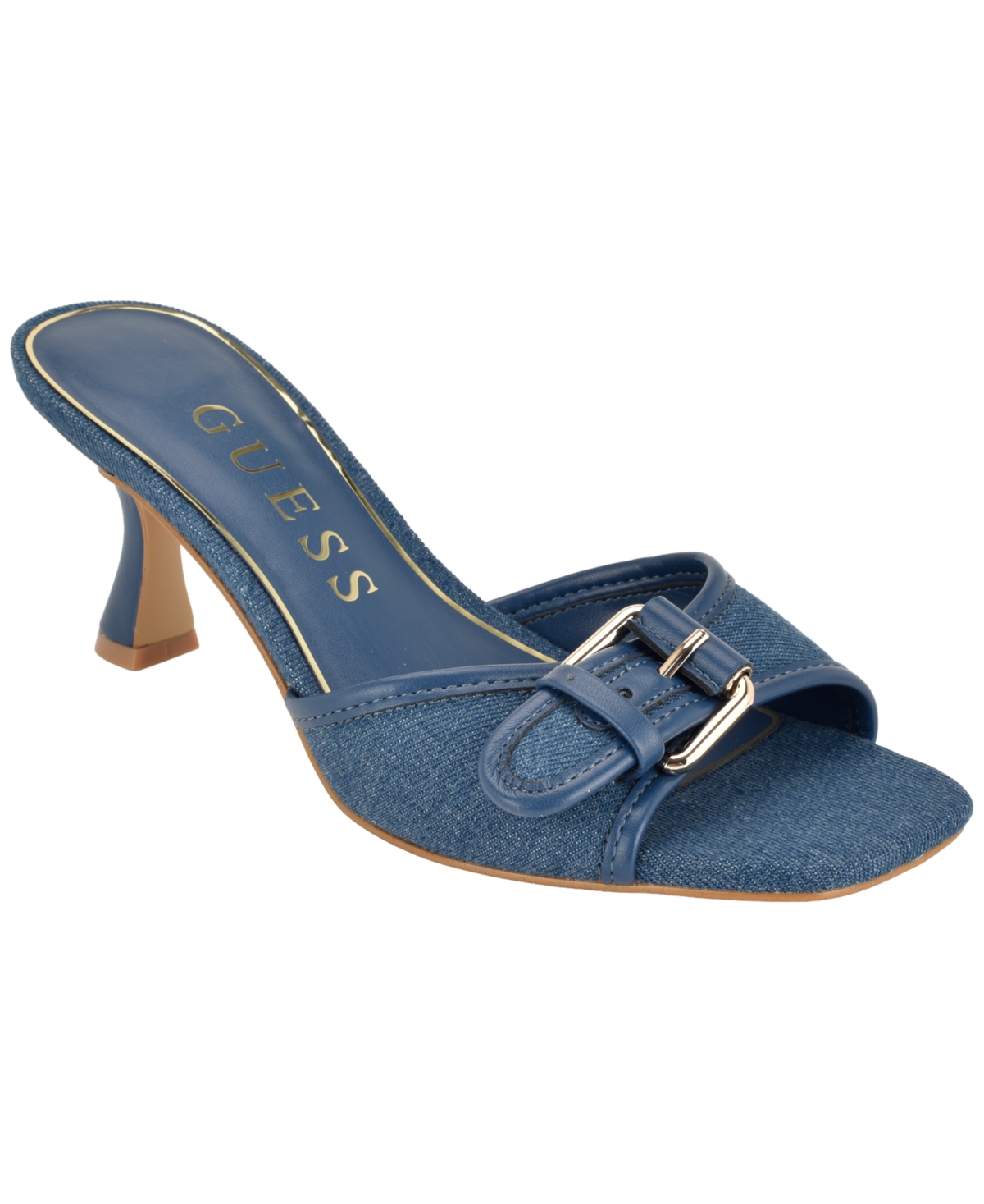 Click here for Guess Womens Dista Buckle Kitten Heel Sandals - De... prices