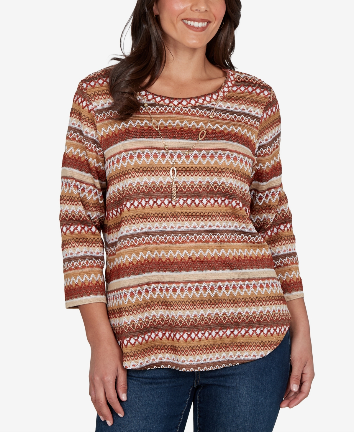 Click here for Alfred Dunner Petite Classic Textured Stripe Knit... prices