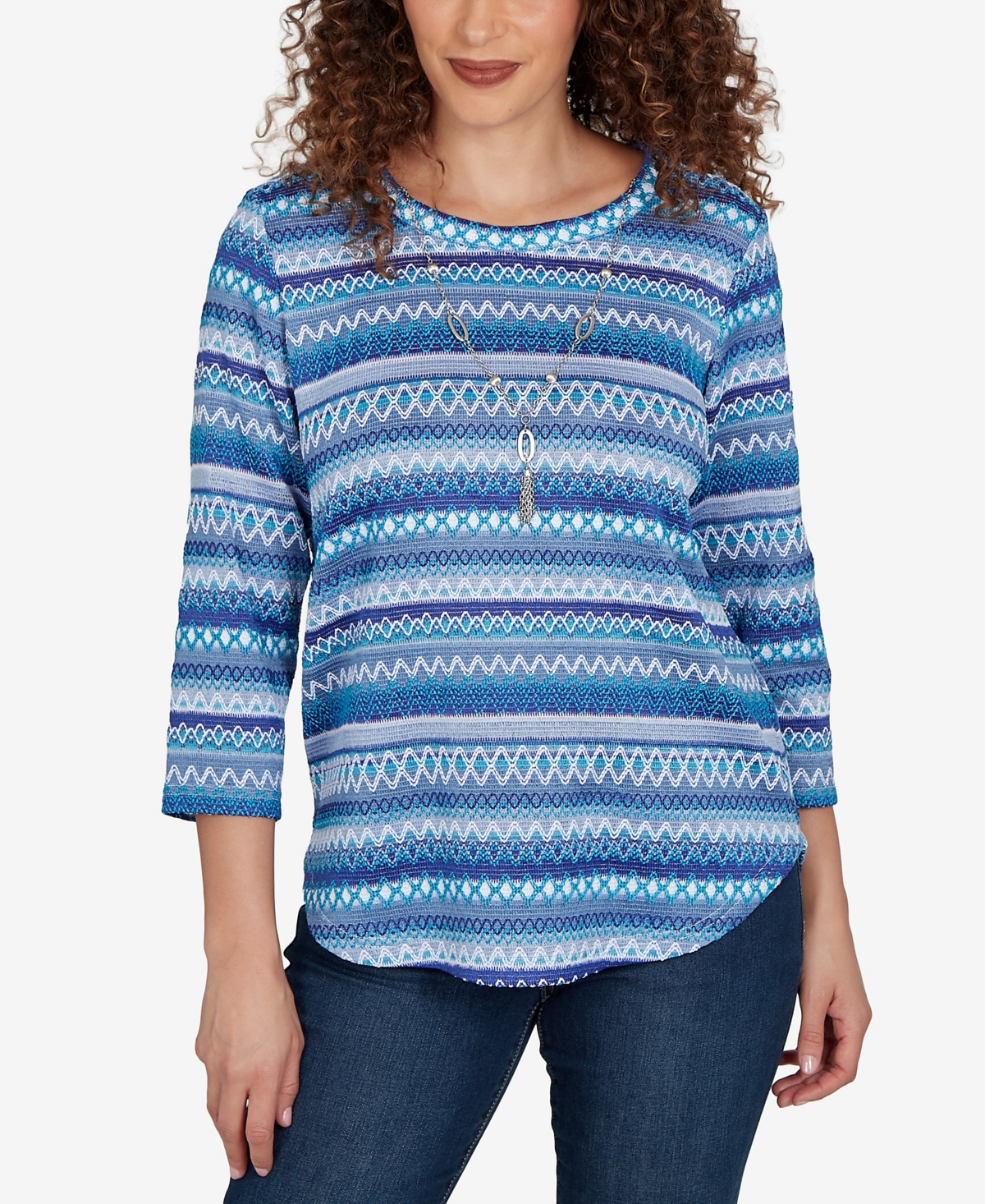 Click here for Alfred Dunner Petite Classic Textured Stripe Knit... prices