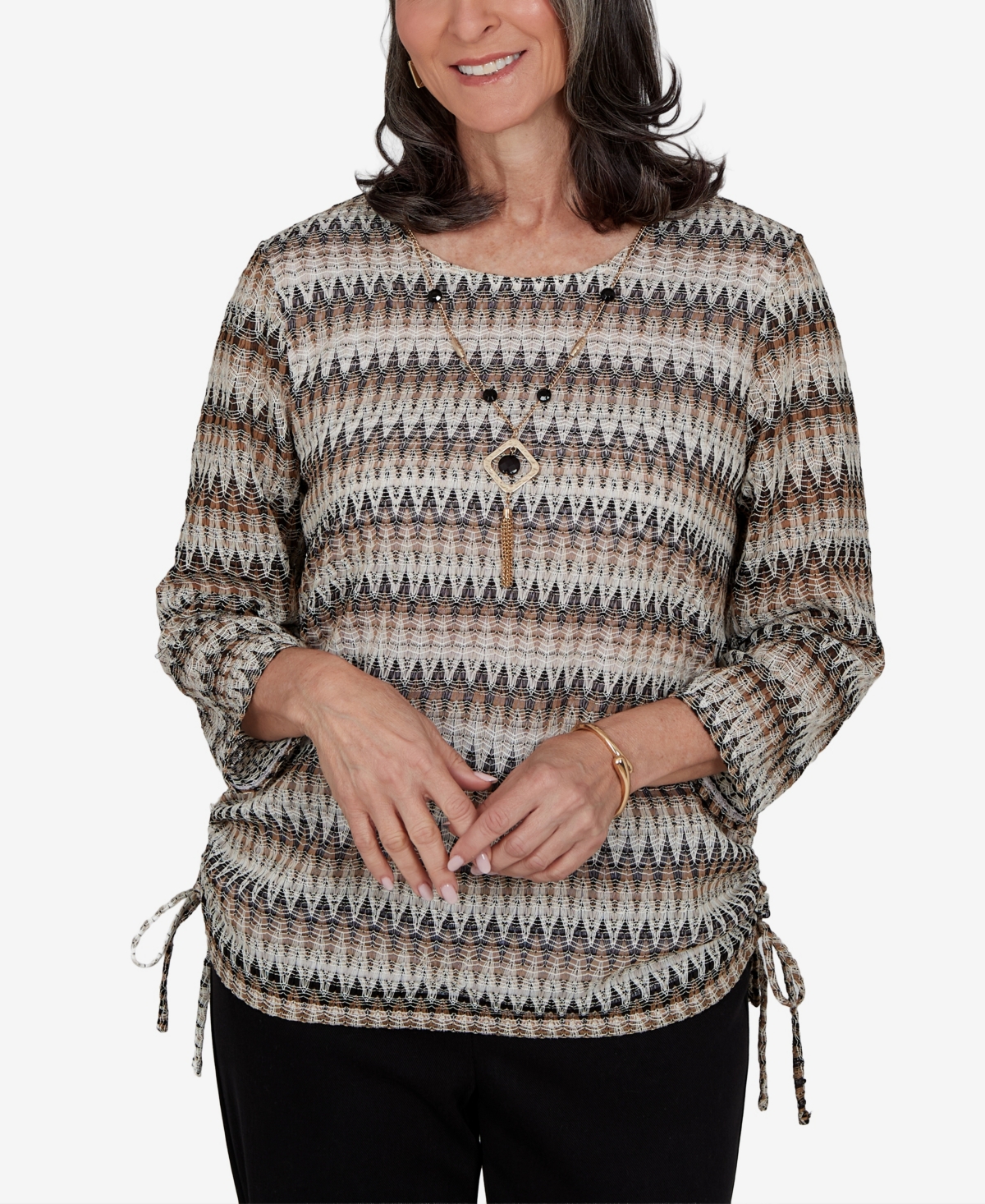 Click here for Alfred Dunner Petite Travel Advisory Biadere Textu... prices
