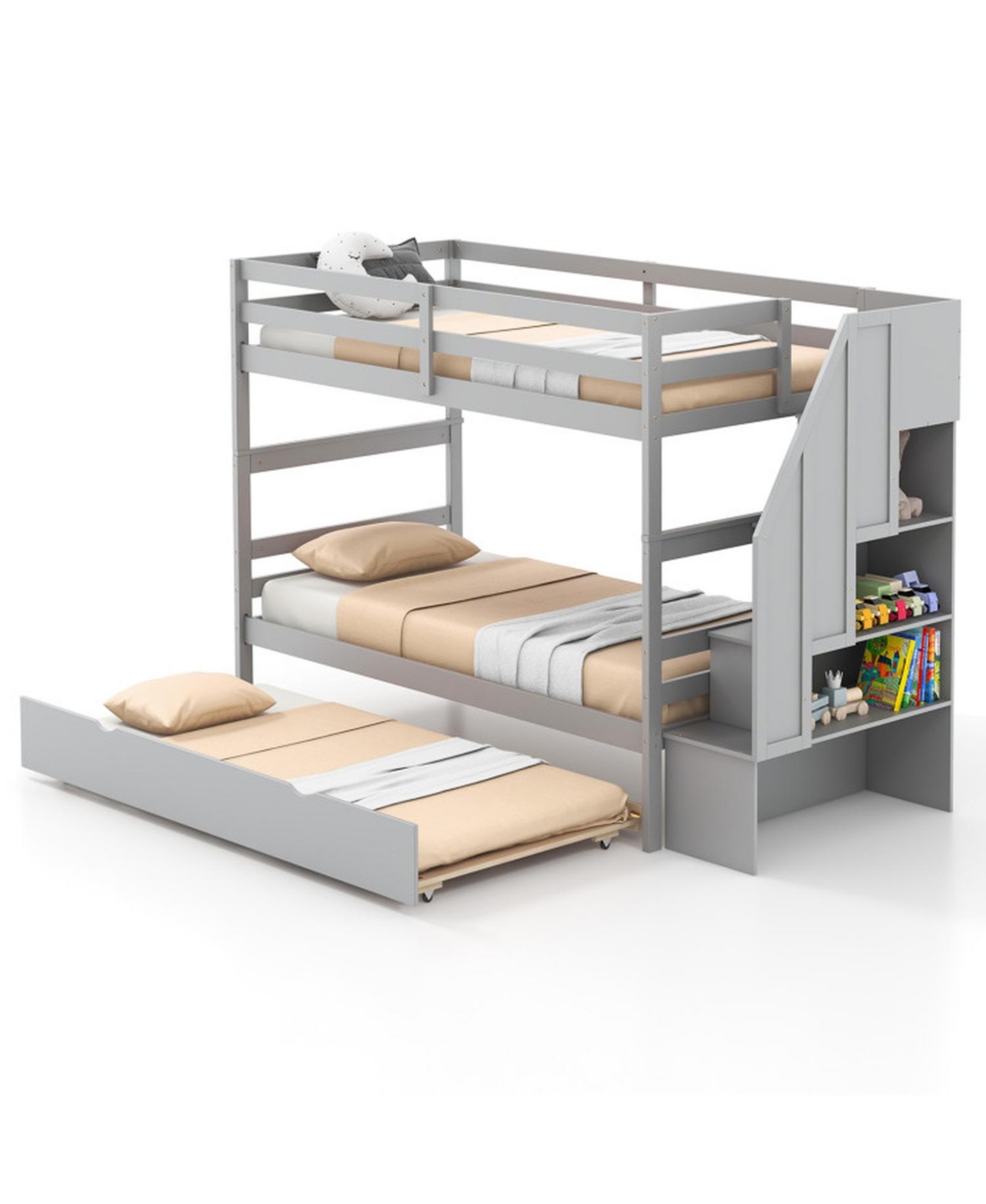 Click here for Gouun Twin Over Twin Bunk Bed with Trundle and 4-S... prices