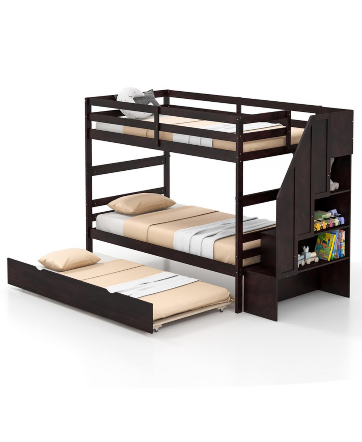 Click here for Gouun Twin Over Twin Bunk Bed with Trundle and 4-S... prices