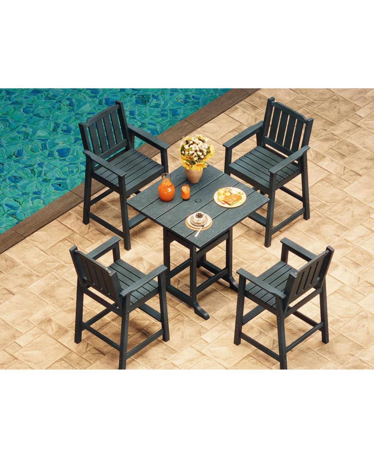 Click here for homfan 5-Piece Outdoor Bar Set – Square Table with... prices