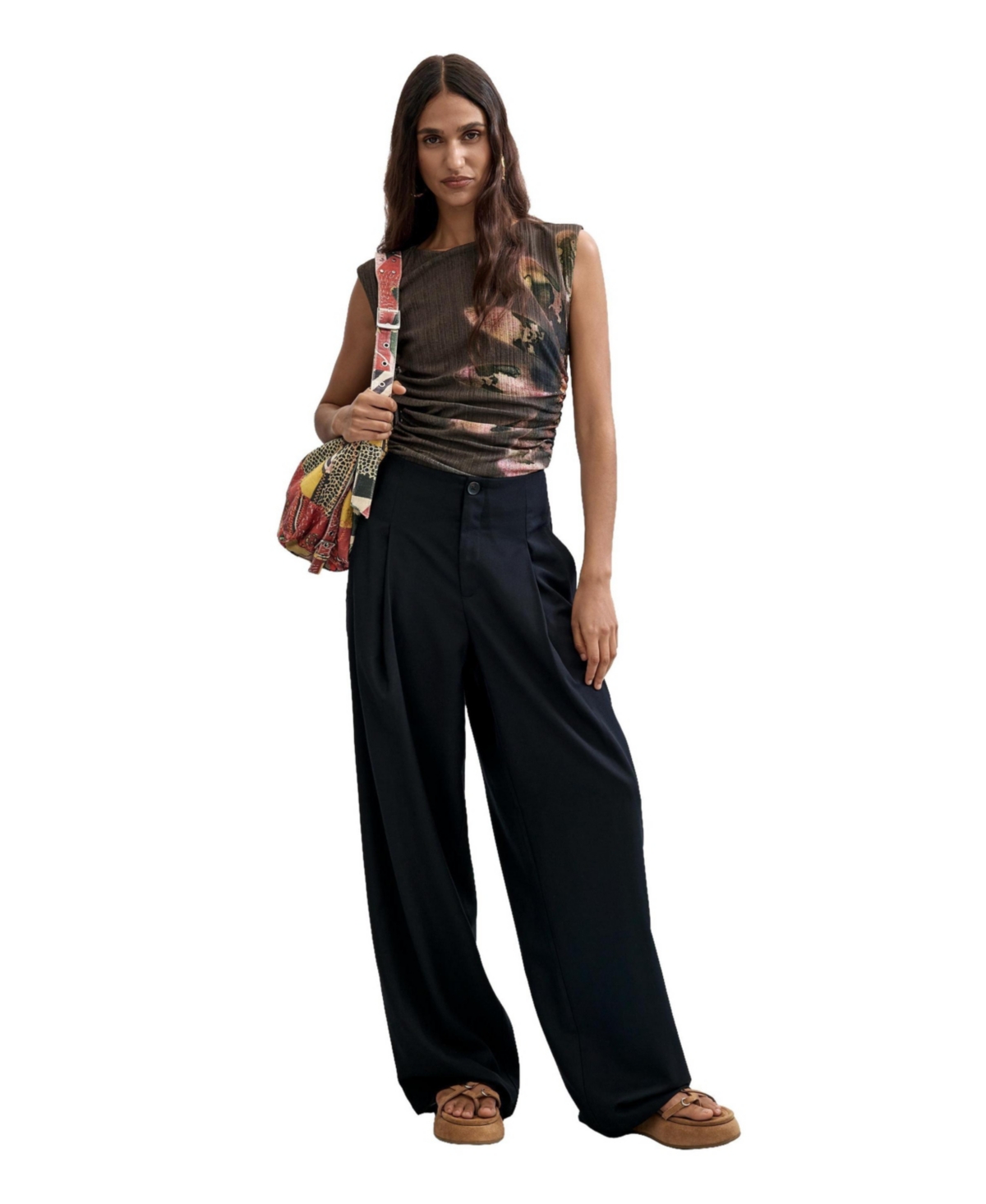 Click here for Desigual Womens Long pleated trousers - Black prices