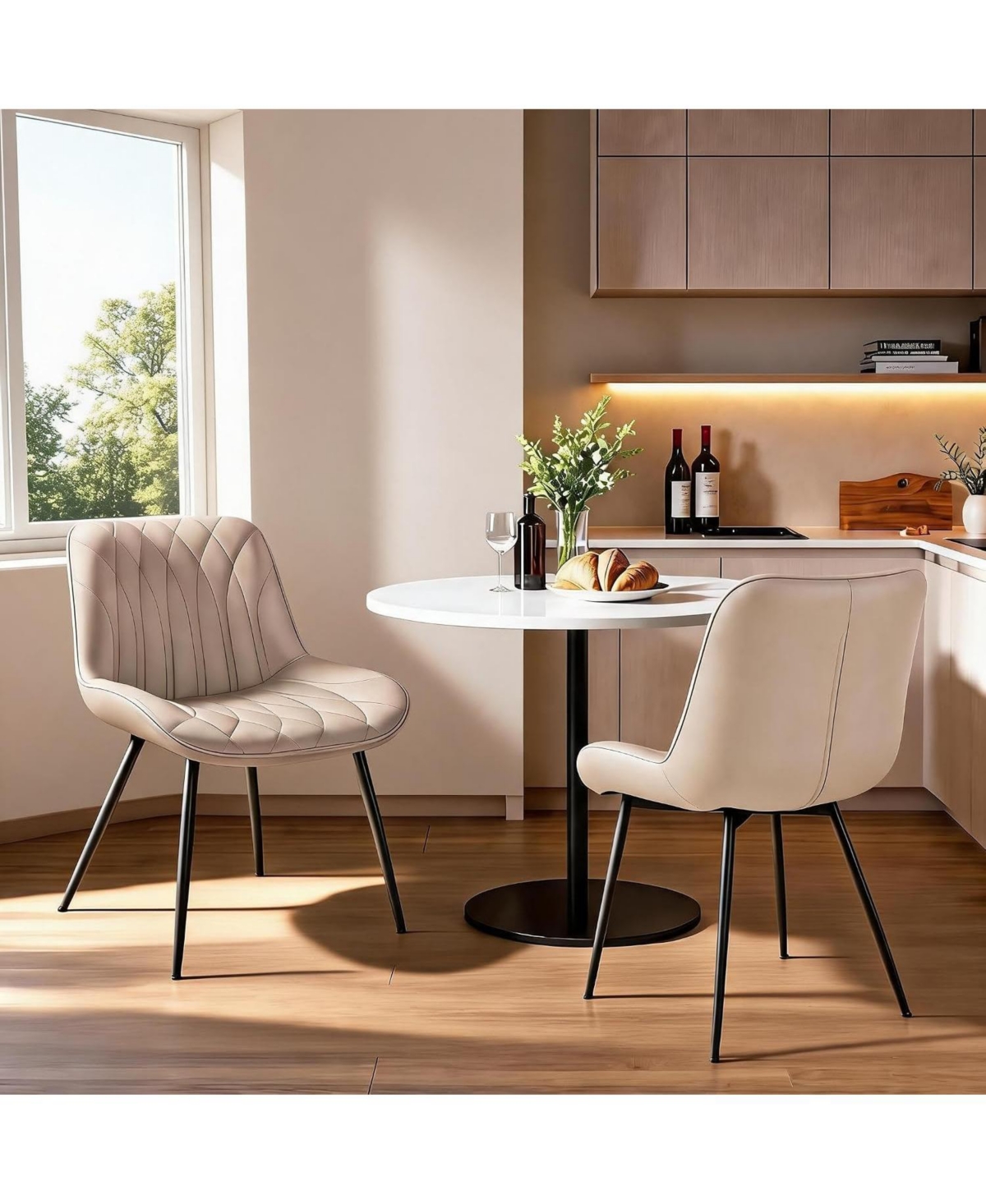 Click here for homfan Set of 2 Faux Leather Dining Chairs with Th... prices