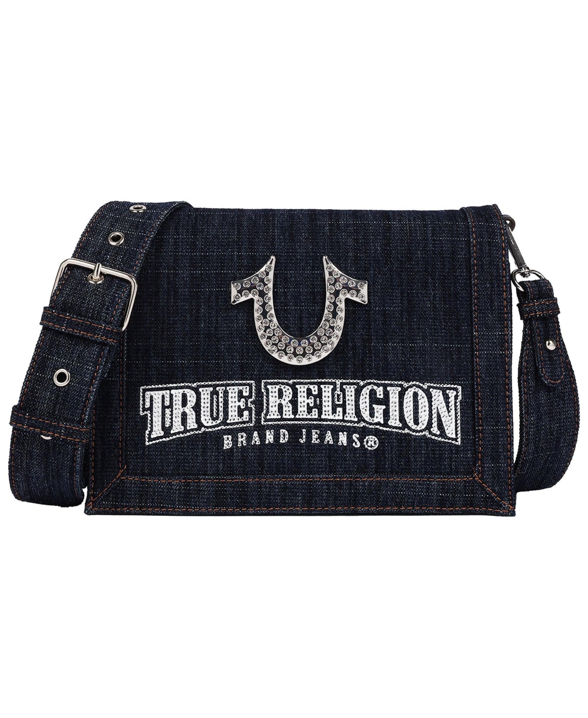 Click here for True Religion Bling Horseshoe Denim Messenger Bag... prices