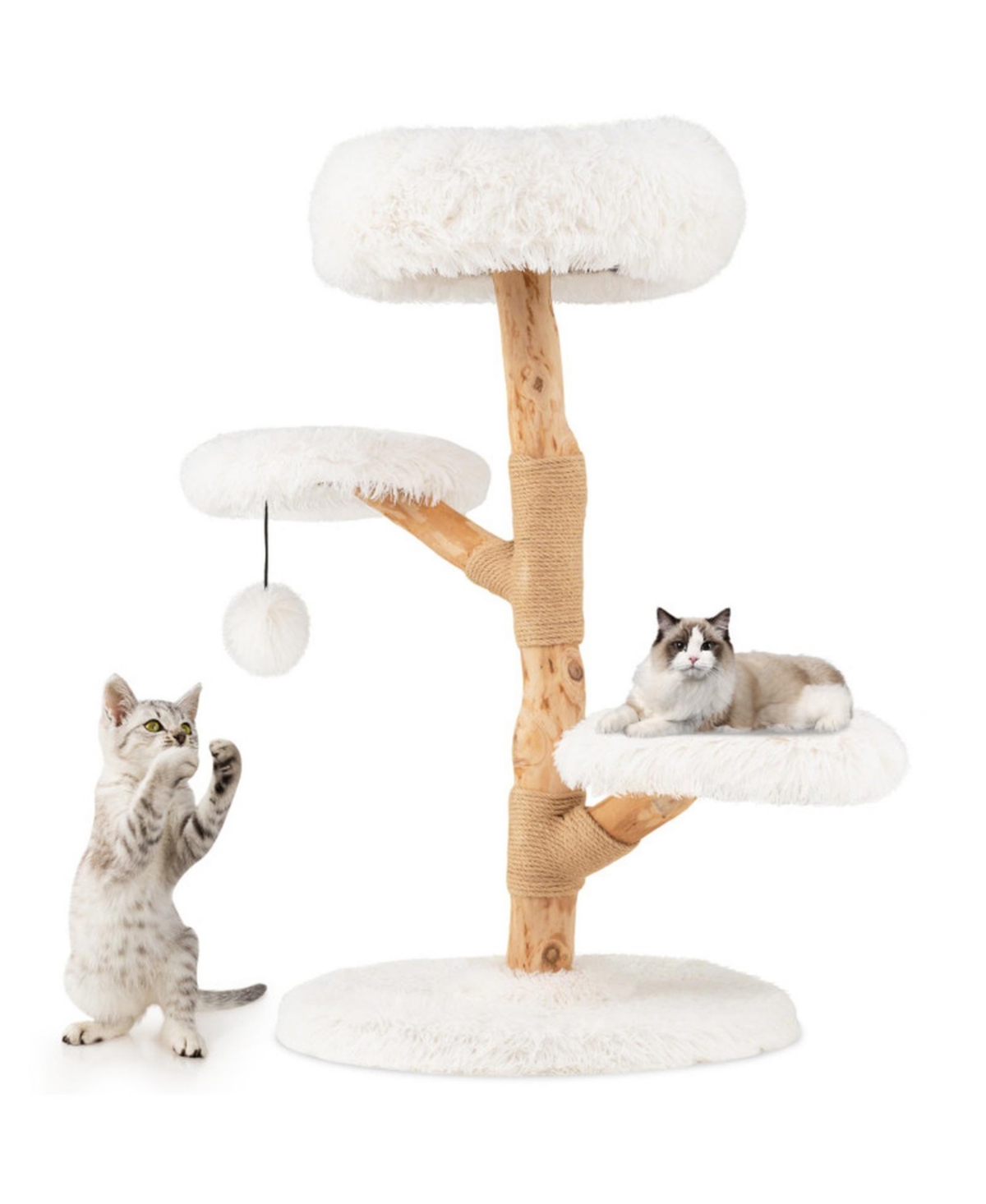 Click here for Hongge 35 Inch Solid Pear Wood Cat Tree with Plush... prices