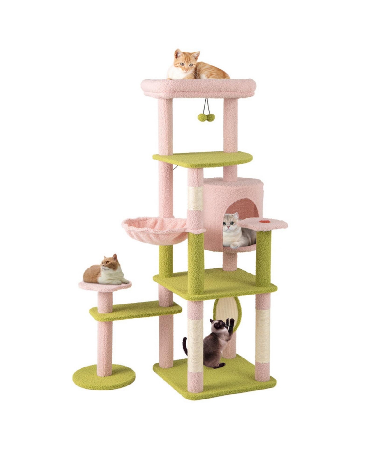 Click here for Hongge 58 Inch Multi-Level Floral Cat Tree with Co... prices