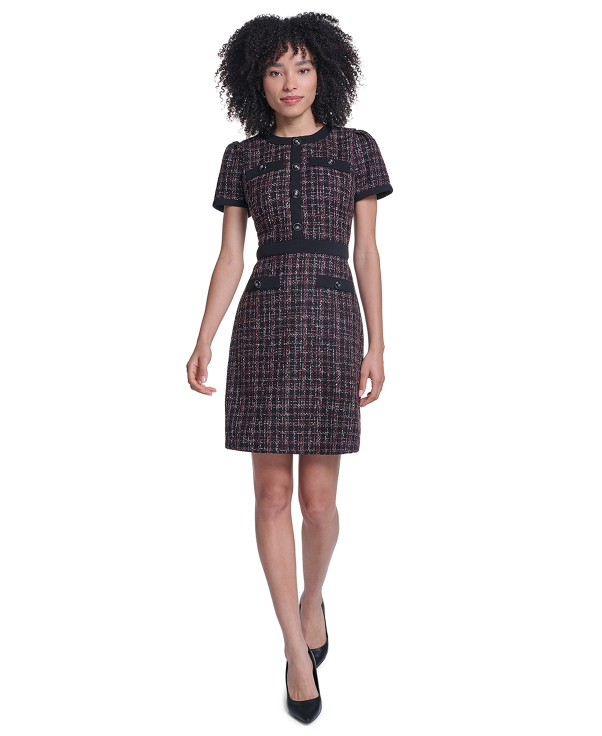 Click here for Karl Lagerfeld Paris Womens Tweed Sheath With Cont... prices