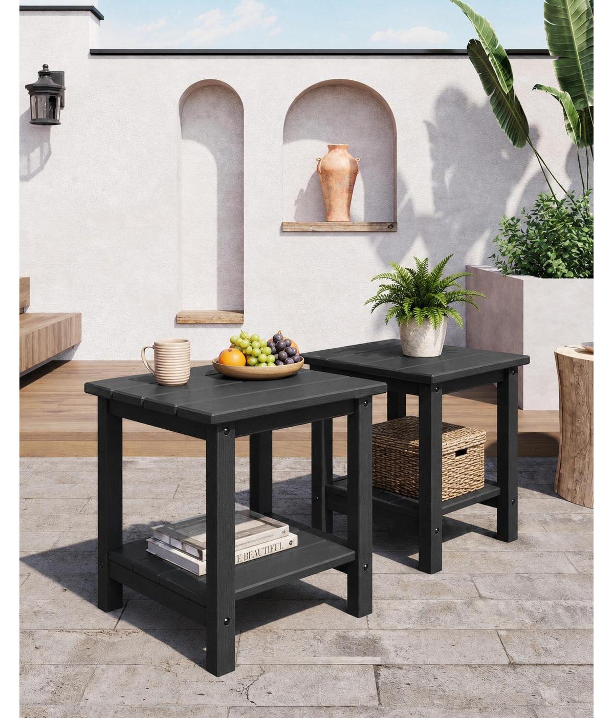 Click here for homfan Set of 2 Hdpe Side Table - 18x15 2-Tier Out... prices