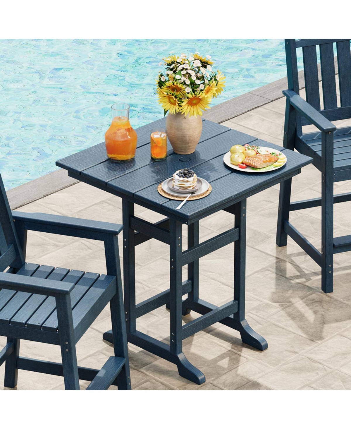 Click here for homfan Square Hdpe Outdoor Dining Table – 39.6 Tal... prices