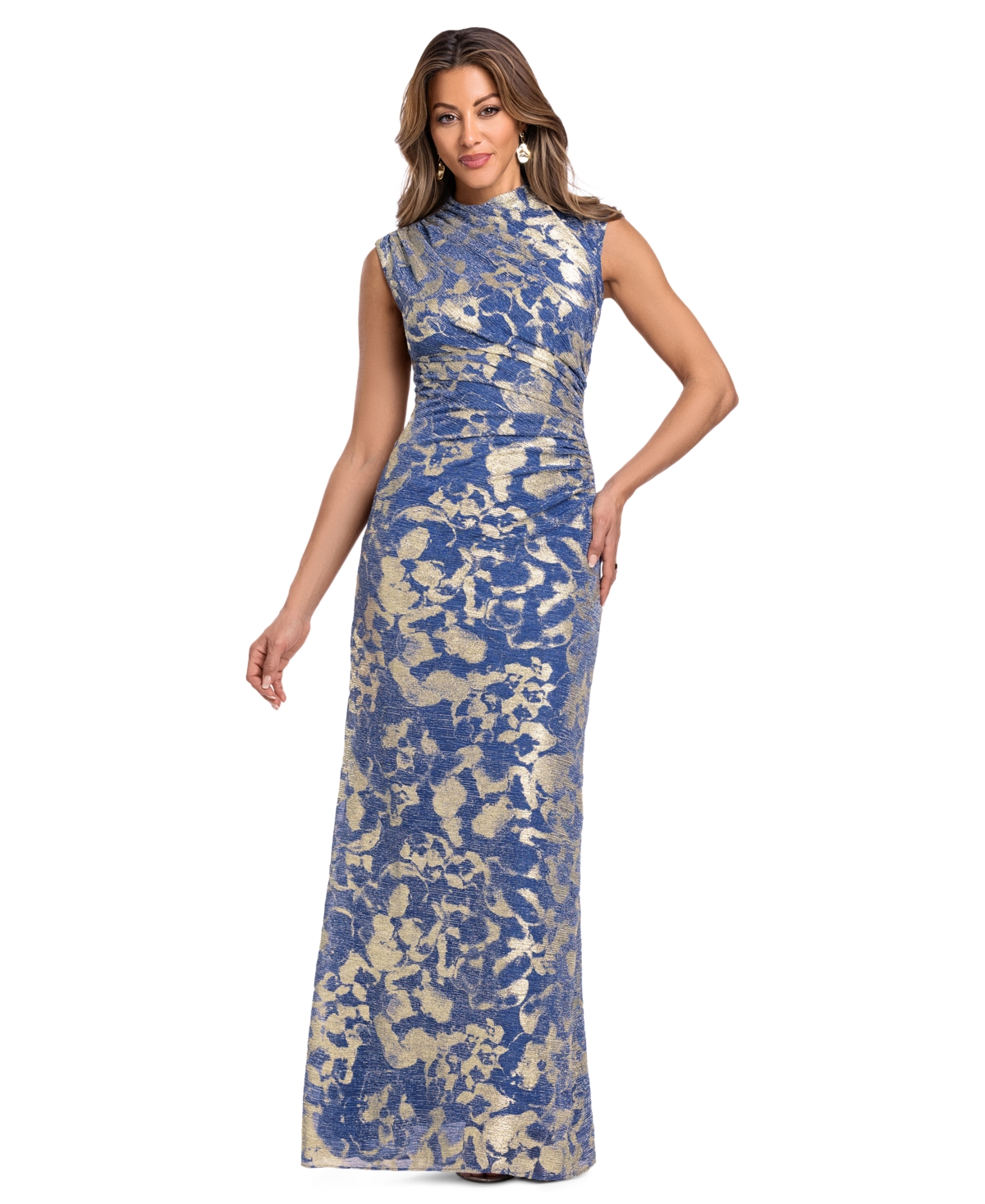 Click here for Betsy & Adam Womens Mock Neck Gown Dress - Slate/G... prices