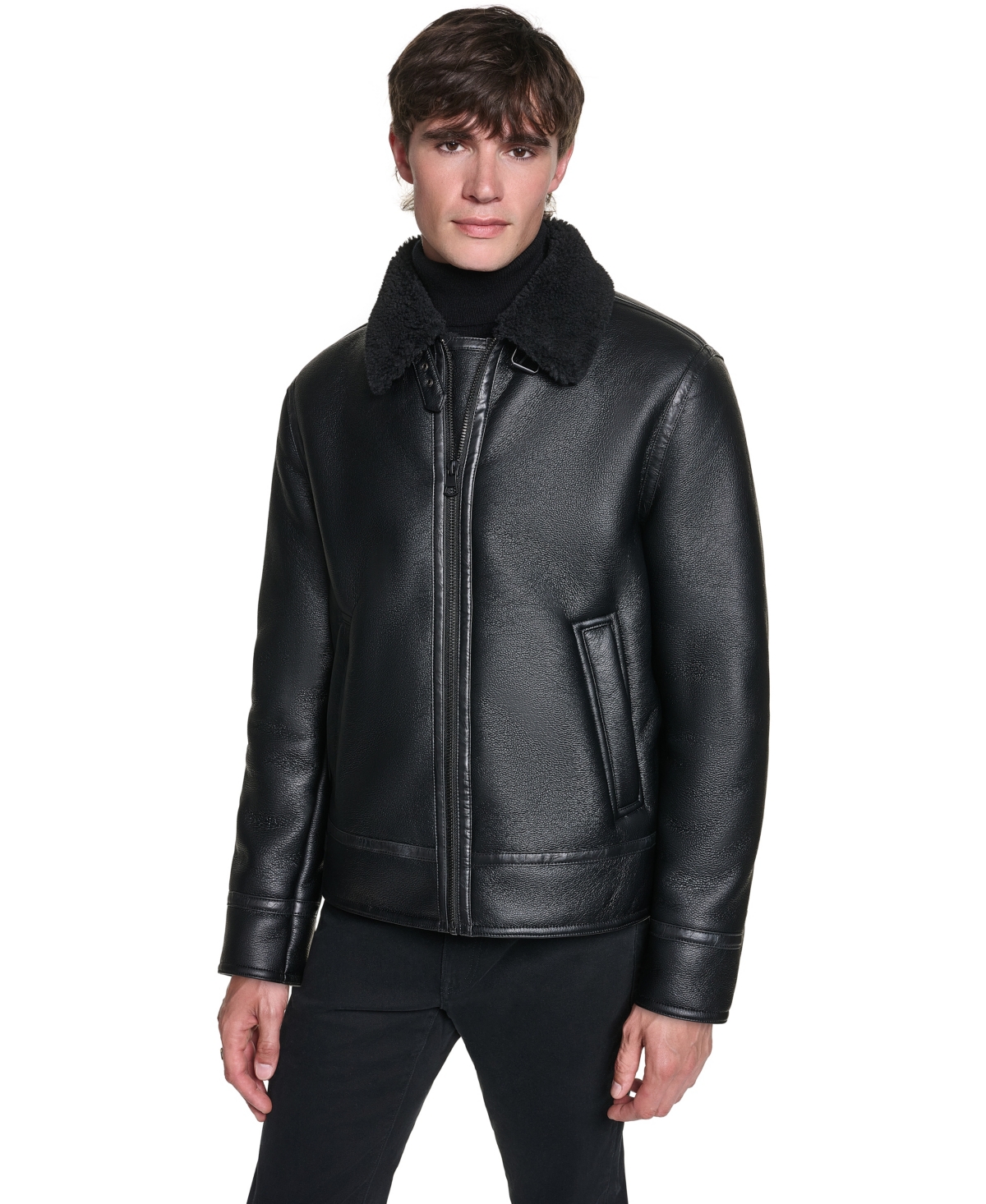 Click here for Karl Lagerfeld Paris Mens Faux Shearling Aviator J... prices