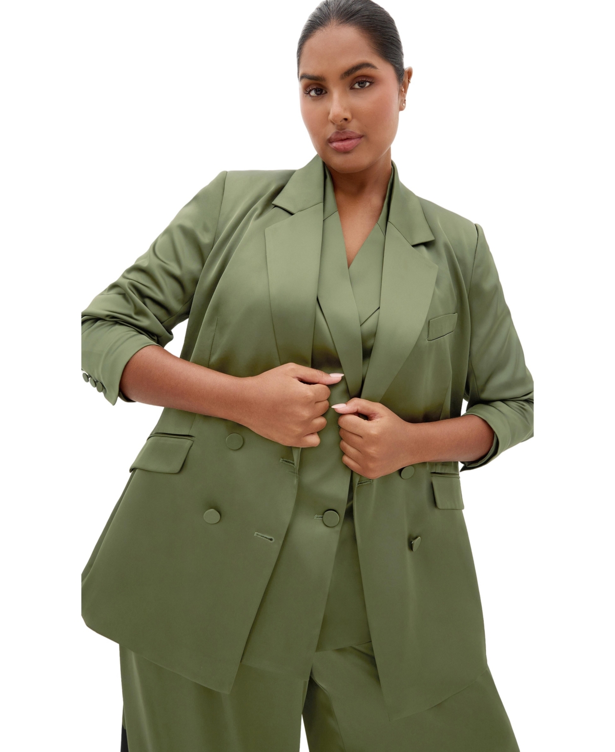 Click here for City Chic Womens Plus Size Rylie Satin Blazer - Ol... prices