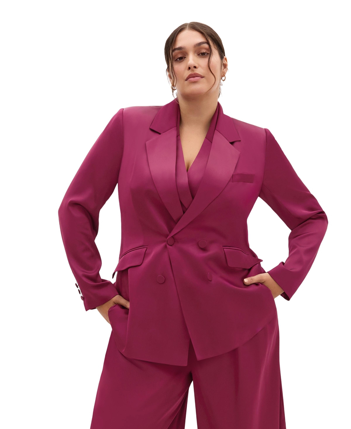 Click here for City Chic Womens Plus Size Rylie Satin Blazer - Po... prices